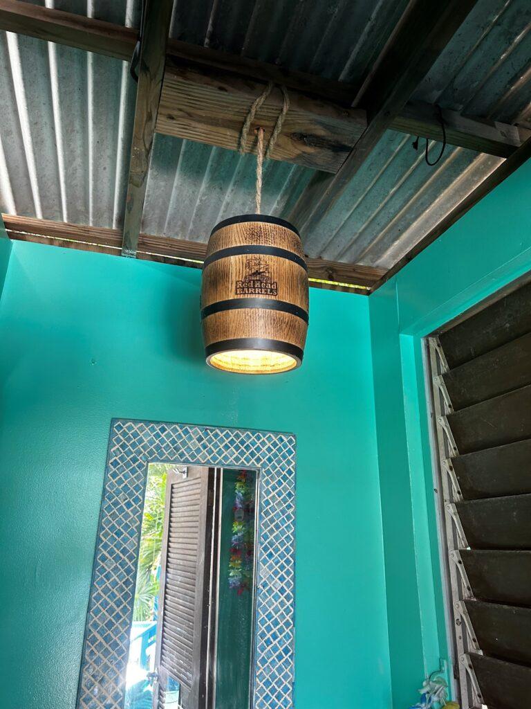 Whiskey Barrel Hanging Light - Red Head Oak Barrels